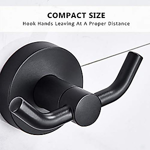 MARMOLUX ACC - Black Bathroom Hooks for Towels | Modern Black Hooks, Double Robe & Towel Hooks Ideal as Bathroom Towel Holder, Shower Wall Hook, Kitchen Hand Towel Holder
