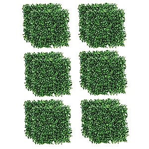 YaeGarden 12 Packs 10"x10" Artificial Boxwood Hedge Mat Boxwood Hedge Mat UV Privacy Fence Screen Greenery Panel Outdoor Decor