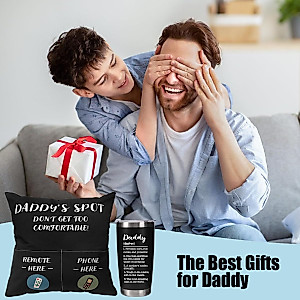 Daddy's Spot Tumbler & Pillow Cover - Best Dad Ever Gift from Daughter, Son or Kids - New Dad, Stepdad, Daddy Definition - Christmas, Birthday, Father's Day, New Baby Gifts