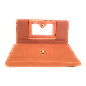 Embroidered Soft Genuine Leather Ladies Trifold Clutch Wallet (Tan, Horse Head)