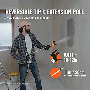 VEVOR Stand Airless Paint Sprayer - 7/8HP 650W High Efficiency Electric Machine, 2900PSI, Extension Rod and Cleaning Kits for Interior Exterior Furniture/Fence/Home/House.