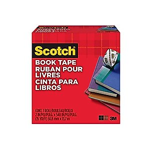 Scotch Book Tape, 2 in x 540 in, Excellent for Repairing, Reinforcing Protecting, and Covering (845)