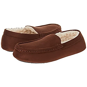 Amazon Essentials Men's Moccasin Slipper, Dark Toffee Brown Microsuede, 9