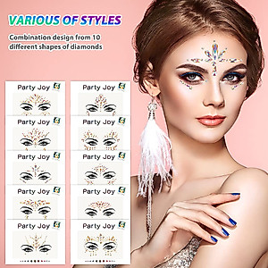 LINGSFIRE 10 Sets Face Jewels for Makeup, Mermaid Rhinestone Face Glitter with 4 Boxes Body Face Glitter Noctilucent Face Gems Jewels for Women Makeup Festival Carnival Party Face Stickers Decorations