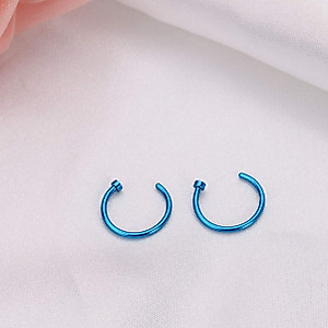 Generic 2 Pcs Unisex Surgical Steel Hinged Clicker Segment Nose Rings Hoop Helix Cartilage Earrings Titanium Steel Body Piercing Stud, Blue, 0.8 * 0.8 * 0.1 cm, WCXMI043160DZ16O2