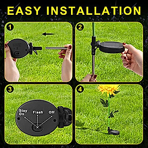 12 Pcs Solar Flower Lights Waterproof Garden Outdoor Chrysanthemum Lights Led Decorative Flowers Stake Light for Home Backyard Pathway Patio Yard Walkway Porch Fences Decorations, Yellow Red White