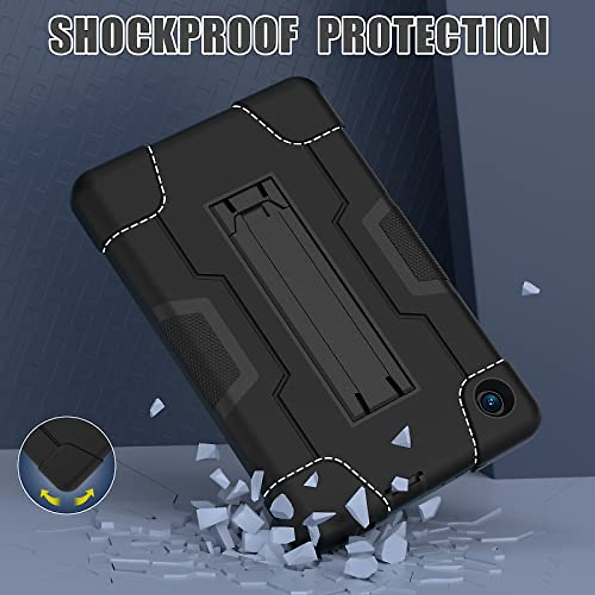TCL Tab 8 LE Case for Kids 9137W,YLDZSH for TCL Tab 8 WiFi Tablet Case 9132X Soft Silicone Hard Back Hybrid Case for TCL Tab 8 Tablet (Black)