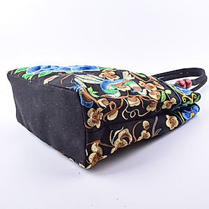 Vintage Embroidery Women Boho Mandala Messenger Bag Shoulder Bag (Blue Peony)