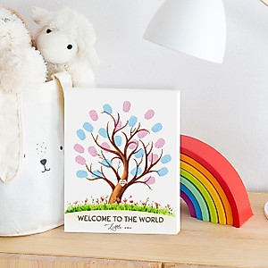 Baby Gender Reveal Fingerprint Tree, Gender Reveal Party, Baby Shower Guest Book Party Ideas, Guess the Gender, Baby Shower Guest Book with Ink Pad