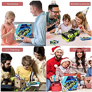 STEM Building Toys for Kids, 335 Piece Building Kit 2 in 1 Remote Control Racing Car Snap Together Engineering Kits Early Learning Racecar Building Blocks Best Gift for 6＋Year Old Boys and Girls