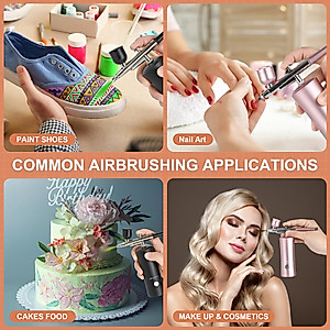 ORTRVYQ Airbrush Kit, Rechargeable Cordless Airbrush Compressor 0.3mm Nozzle 32PSI High Pressure Air Brush Set for Cake Decor, Barber, Tattoo, Nail Art, Makeup, Model Painting Black