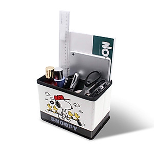 Finex White Dog PU Leather Collapsible Foldable Storage Organizer Box for Table Desk Office Accessories Pencil Pen Remote Contol Holder - Random