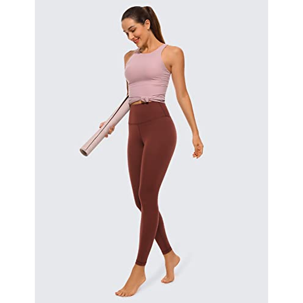 CRZ YOGA Butterluxe Womens Workout Leggings 26.5''- Full Length High Waisted Yoga Pants Buttery Soft Athletic Gym Lounge Jujube Brown Small