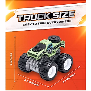 Team Power Monster Trucks Toys for Boys and Girls, 4-Wheel Drive Friction Powered 6-Pack Push and Go Toy Cars with Giant Wheels, 360° Crazy Stunts, Age 3, 4-7 and Above [Amazon Exclusive] (6 Pack)