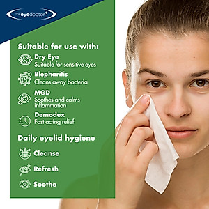 The Eye Doctor Tea Tree Oil Eyelid Wipes x80- - Eyelid Wipes For Blepharitis, MGD, Dry Eye & Demodex - Eyelid Cleanser - Lid Scrub For Eyes - Eyelid Scrub