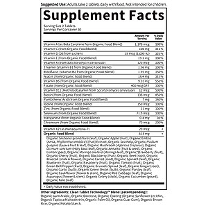 Garden of Life Organics Whole Food Multivitamin for Men, 60 Tablets, Vegan Mens Vitamins and Minerals for Mens Health and Well-being, Certified Organic Vegan Mens Multi