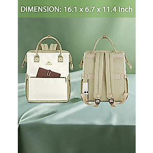 MATEIN ECO Friendly Backpack Purse for Women, Water Resistant Travel Backpack Business Computer Daypack Work Bag Fits 15.6 Inch Laptop, Sustainable Gifts for School Student Teacher Nurse, Beige