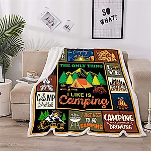 Juirnost Camping Gifts Camping Blankets Best Gifts for Rv Owners Happy Camper Blanket Gifts for Camping Campfire Blanket Camper Throw Blanket Camper Gifts Camping Lovers Gift Ideas for Men or Woman
