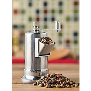 Fox Run Pepper Mill Crank Grinder, 2.25 x 2.25 x 4.25 inches, Metallic