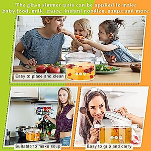 2 Pcs Glass Pots for Cooking on Stove Set Glass Saucepan with Cover Heat Resistant Clear Pots and Pans Set Stovetop Glass Cookware Simmer Pot with Lid for Soup Milk (1.5 L, 1.9 L,Trendy Style)
