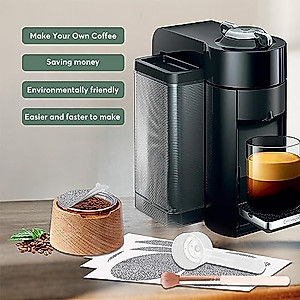 Velocvil Aluminum Foil Lids Kit for Reusable Nespresso Pods, Aluminum Foil Seals with Holder, Brush and Scoop for refillable Nespresso Capsules VertuoLine Coffee Pods
