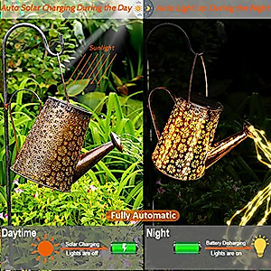Solar-Outdoor-Lights for Yard, Solar-Watering-Can with Cascading-Lights, Solar-Garden-Lights for Patio-Garden-Decor, Solar-Pathway-Lights Outdoor-Decor For Holiday-Festival- Halloween-Christmas, etc