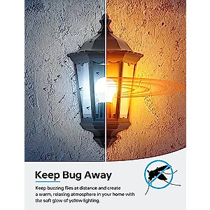 KINDEEP Yellow LED Bug Light Bulbs Outdoor 23W, A21 Amber Light Bulb 150W-200W Equivalent, 2000K Outdoor Light Bulbs for Porch, Patio, Deck, Backyard, E26 Base, Non-Dim, 2 Pack