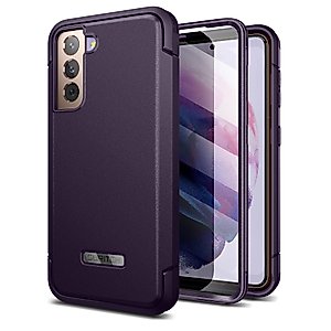 SURITCH for Samsung Galaxy S21 Case 6.2 Inch (Only), (2 Front Frames) Full-Body Heavy Duty Rugged Shockproof Phone Cover with Built-in Screen Protector, Dark Purple