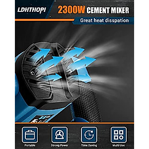 LDHTHOPI Cement Mixer, 2300W Electric Paint Mixer, Portable Mortar Mixer with 6 Adjustable Speed, 110V Handheld Mud Mixer for Mixing Mud, Cement, Mortar, Paint, Fodder