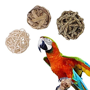 Small Animal Activity Chew Toys, Rabbits Bird Parrot Play Wicker Rattan Balls for Chinchilla Guinea Pig Rats Hamster Gerbil Degu Bunny(Water Hyacinth)