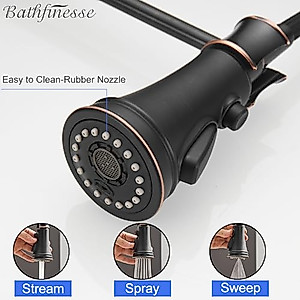 Bathfinesse Kitchen Sink Faucet with Pull Down Sprayer, 1 or 3 Hole, Oil Rubbed Bronze