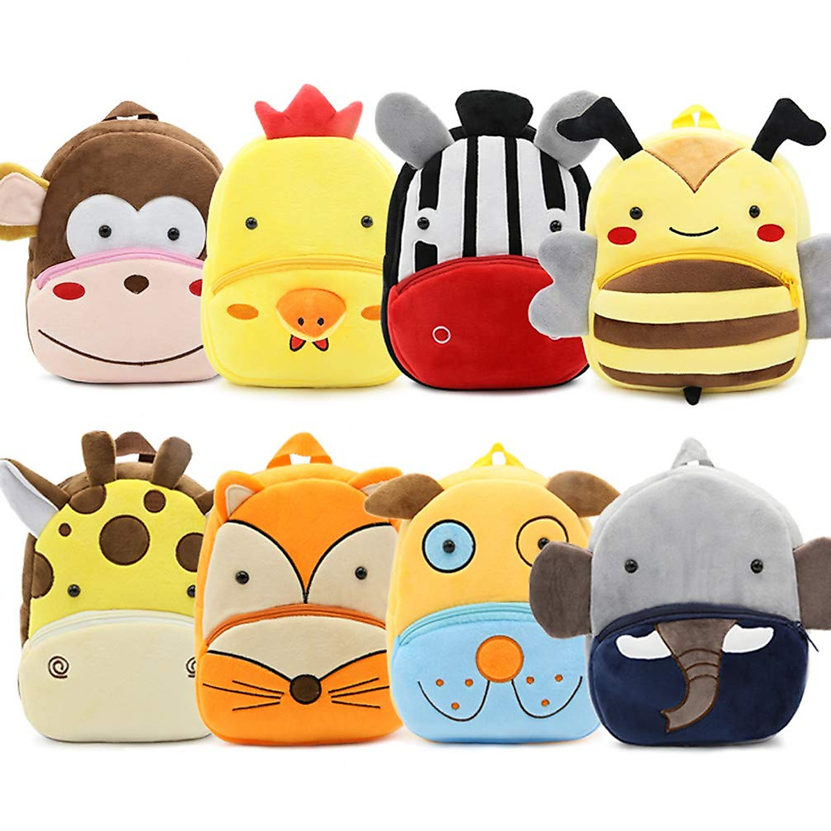 Ladyzone Toddler Backpack Zoo Animals Backpacks Cute Plush Bag Cartoon 10" Preschool Book Bag For 2+ Years Girls Boys (Bee)
