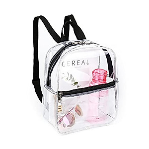 Keepcross Small Clear Backpack Stadium Approved for Concerts Games Sporting Events Festival,Mini Clear Stadium Bag for Women,Black