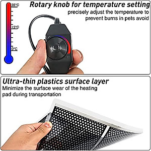 KABASI Reptile Heating Pad with Temperature Adjustment, 7W/ 14W/ 20W Waterproof Reptile Heat Mat Under Tank Pad for Reptiles Tortoise Snakes Lizard Gecko Hermit Crab Turtle Amphibians (20W-16.5x11 IN)