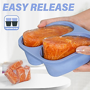 Mossime Silicone Soup Freezer Molds: 1 Cup Silicone Freezer Trays with Lid - 4 Packs Easy Release Soup Freezer Containers - 250ml 125ml Portion Large Cubes for Ice Soup (4, Blue/Purple)