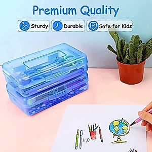 Plastic Pencil Box,1 Pack Plastic Pencil Box Large Capacity Pencil Boxes Clear Boxes with Snap-tight Lid Pencil Box Plastic Case Stickers Crayon Large Lid Stackable Supply Kids