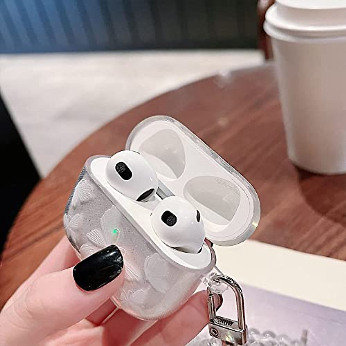 Compatible Butterfly Airpods Pro 2 2022,Airpods Pro 2nd Generation, Airpods Pro 2 Case Clear Cute Cover with Beaded Keychain for Women Girls (Airpod Pro 2 )
