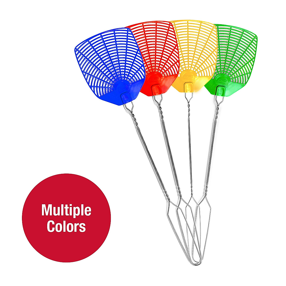 PIC Wire Metal Handle Fly Swatters (Colors May Vary), 6 Pack