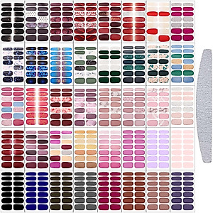 Maitys 560 Pieces Jamberry Nail Wraps Real Nail Polish Stickers Nail Wrap Nail Polish Strips Decals DIY Glitter Nail Adhesive Full Wraps Art Set with Nail File for Women Girls (Bright Style)