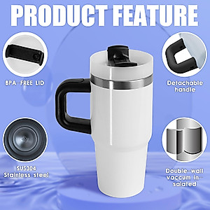 Lilsofee 1 Pack 14 oz Sublimation Blank Tumbler with Handle and Straw Stainless Steel Double Vacuum Insulation Skinny Mug Heat Press Transfer Printing DIY Cups
