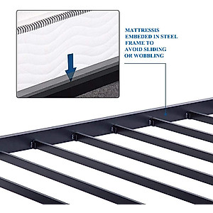 VECELO 14" High Queen Bed Frame/Metal Platform Mattress Foundation/No Box Spring Needed