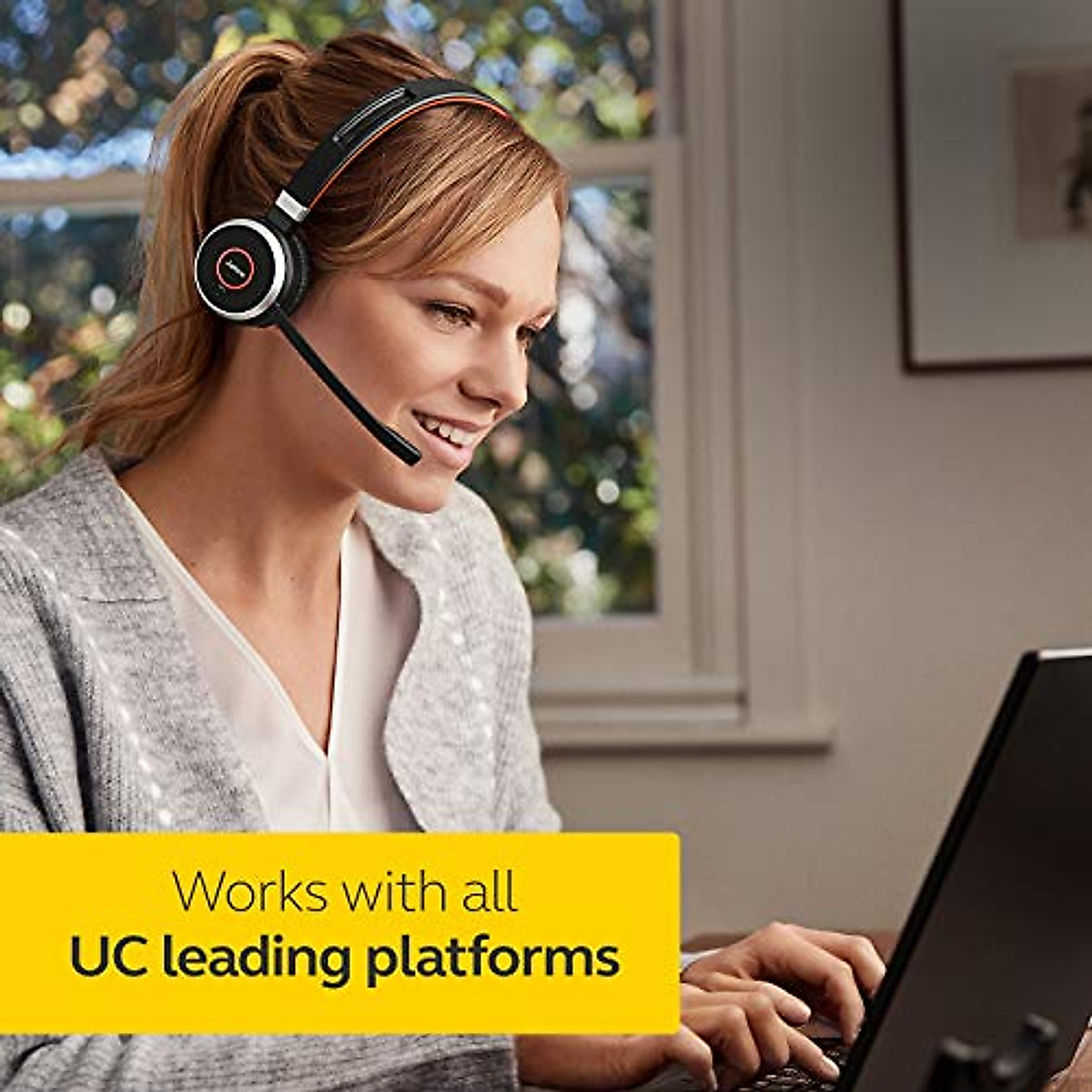 Jabra Evolve 65 UC Wireless Headset, Mono – Includes Link 370 USB Adapter – Bluetooth Headset with Industry-Leading Wireless Performance, Passive Noise Cancellation, All Day Battery