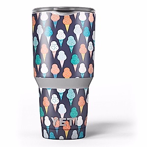 Design Skinz The All Over Teal and Green Ice Cream Cones - Skin Decal Vinyl Wrap Kit Compatible with The Yeti Rambler Cooler Tumbler Cups