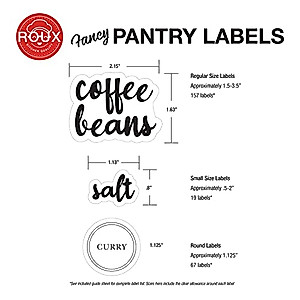Kitchen Pantry Labels for Food Storage Containers, Set of 270 Clear Stickers for Common Goods