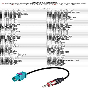 onelinkmore Car Antenna Universal Vehicle Radio Stereo AM & FM Antenna Connector Cable Fakra Z Male Female to DIN Plug Connector Cable for Car Stereo Audio HD Radio Head Unit CD Media Player Receiver