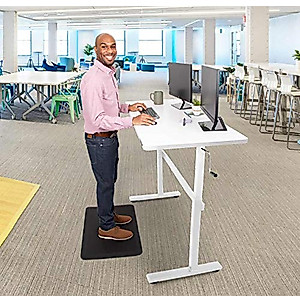 Stand Steady Tranzendesk 55 Inch Standing Desk | Easy Crank Height Adjustable Sit to Stand Workstation | Modern Ergonomic Desk Supports 3 Monitors | Perfect for Home & Office (55"/ White)