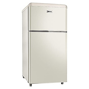 WANAI 3.2 Cu.Ft Mini Fridge with 2 Doors, Mini Fridge with Freezer, 40 dB Quiet, 7-Settings Mechanical Thermostat, Small Refrigerator for Bedroom Office, Dorm or Garage,Cream