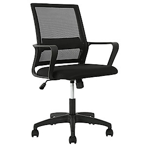 PayLessHere Office Chair Computer Chair Ergonomic Mesh Chair Mid-Back Home Office Swivel Chair Modern Desk Chair with Wheels Armrests Lumbar Support (Black)