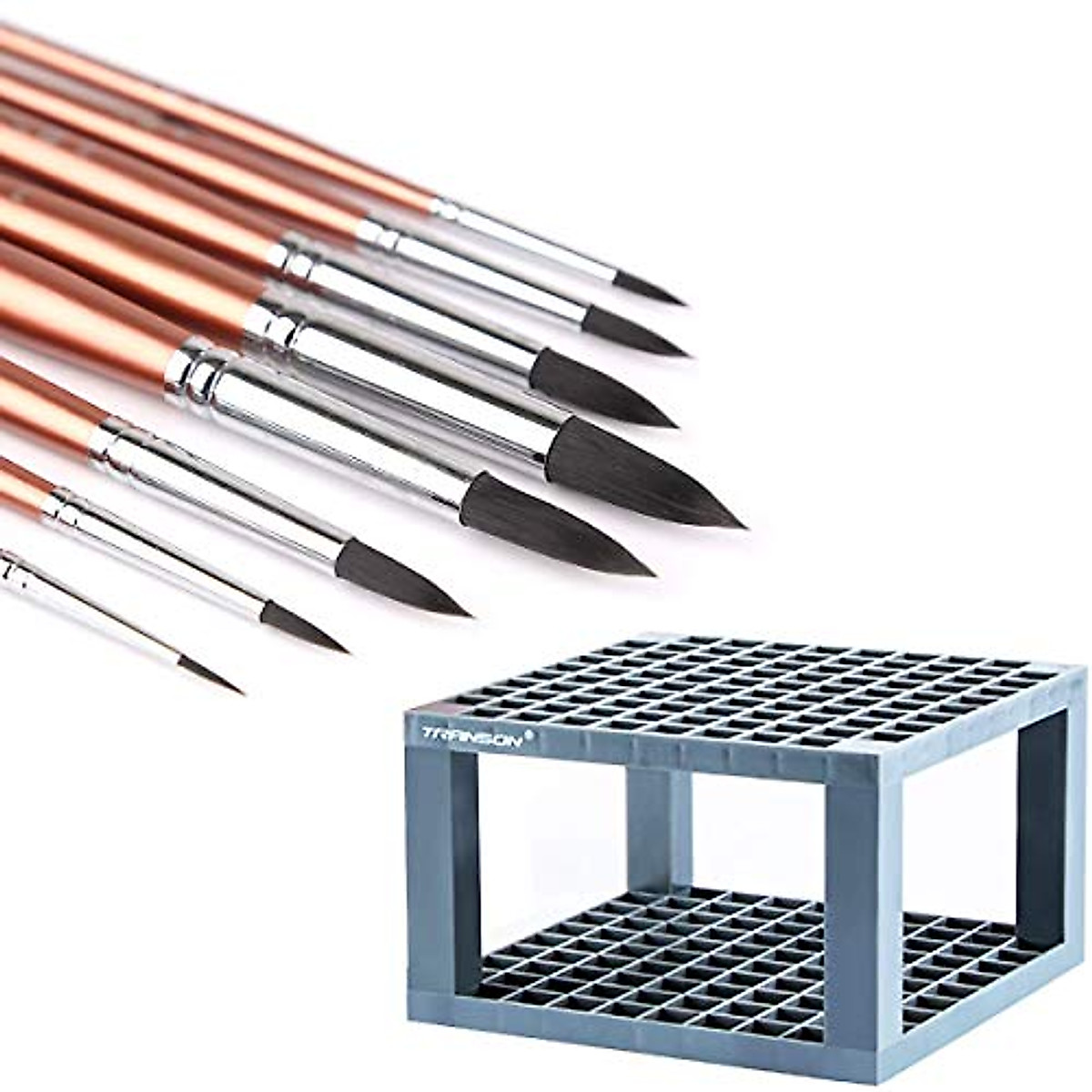 Transon Round Paint Brush Set with Brush Desk Organizer