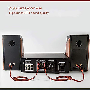 MEIRIYFA 6.35mm to Banana Plug Speaker Cable, 1/4 TS Speaker Wire Cord to Dual Banana 4mm Plugs Audio Cable OFC HiFi Speaker Wire for DJ Application, Mixer -2m